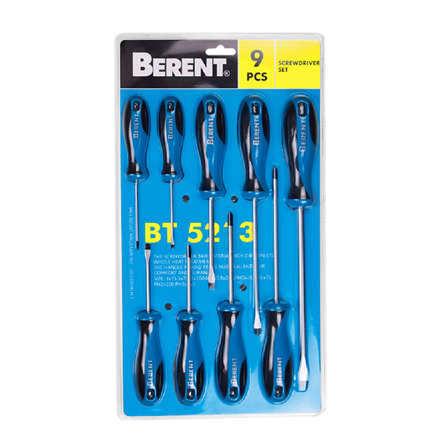 9-piece set of two-color handle screwdriver, Phillips flat-blade ...